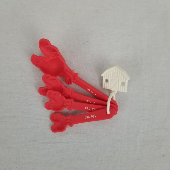 Kitchen | Red Rubber Chicken Measuring Spoons With Little White Barn ...